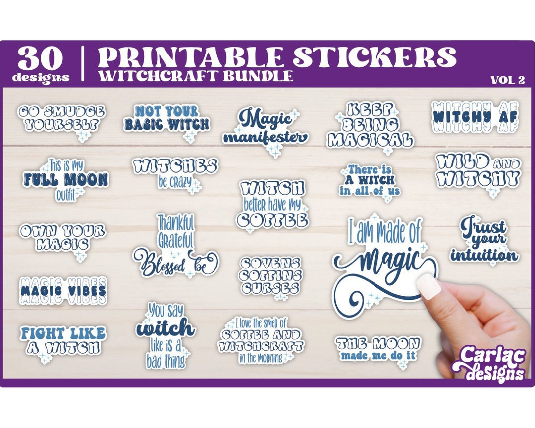 Witch Stickers Bundle | Moon Stickers PNG | Pagan Stickers Png | Witch ...