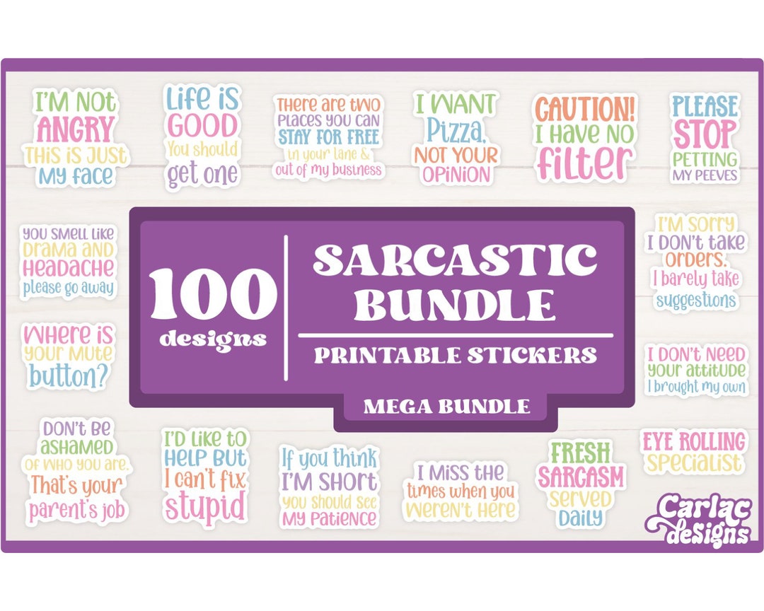 Sarcastic Printable Stickers, Funny Printable Stickers, Print and Cut ...