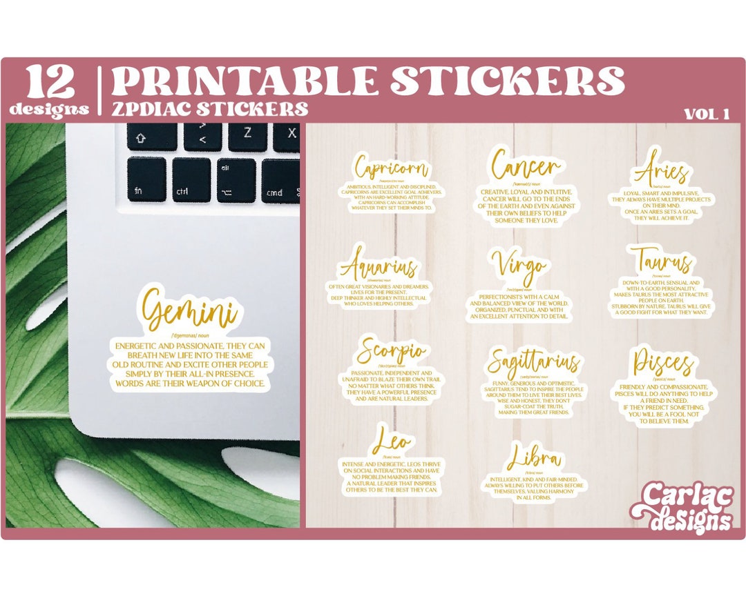 Zodiac Definition Stickers | Zodiac Printable Sitckers | Zodiac PNG ...