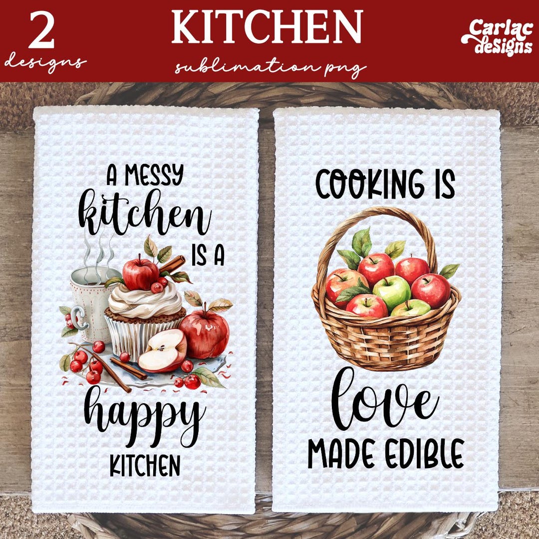 Apple Kitchen Towel Sublimation Bundle (PNG) - Etsy