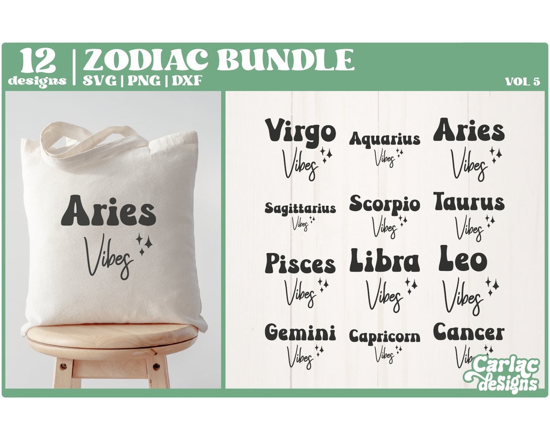 Zodiac Vibes Svg Bundle, Zodiac Sign Svg Bundle, Star Sign Svg Bundle ...