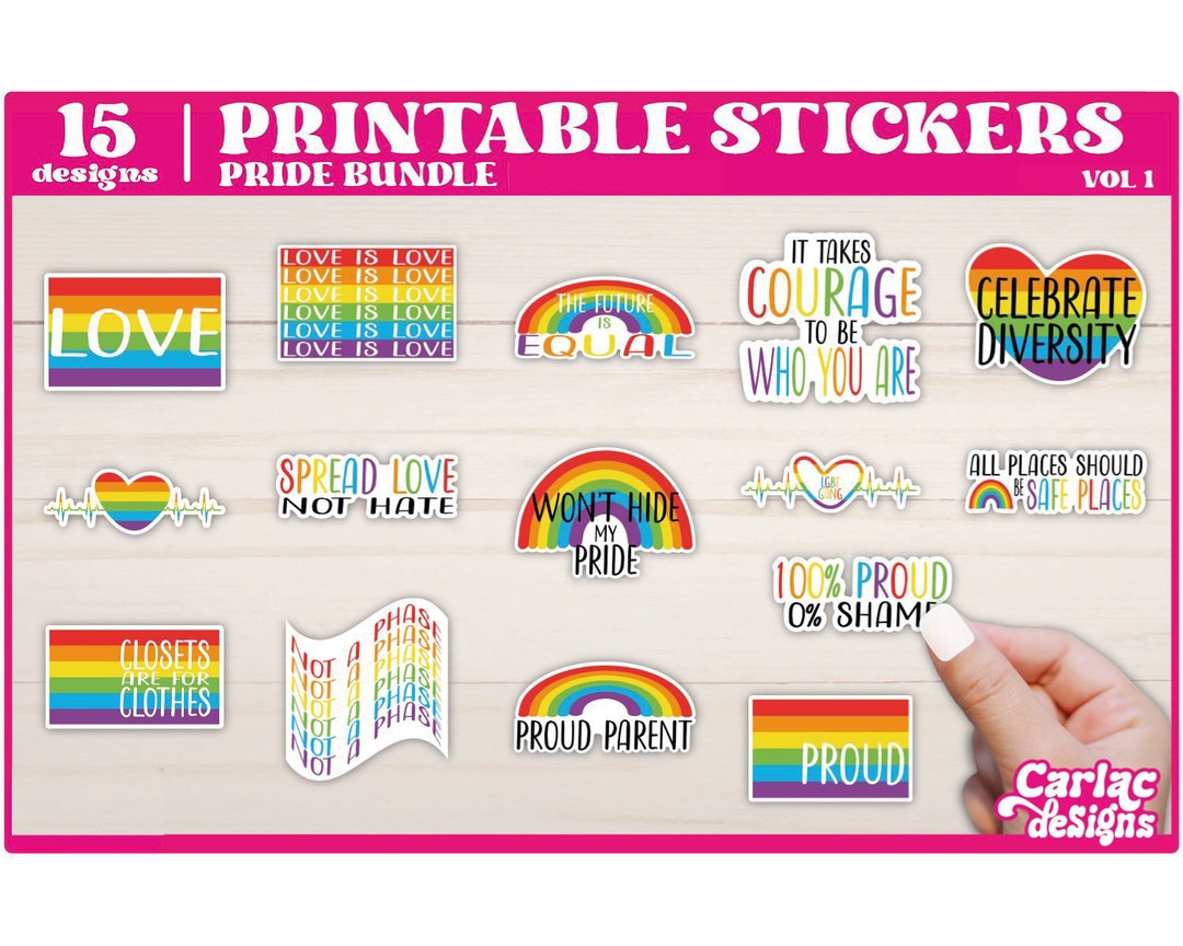 Pride Stickers Bundle | Gay Pride Printable Stickers | Digital Download ...