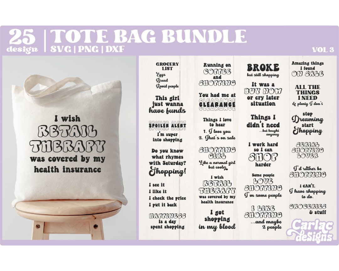 Funny Tote Bag SVG Bundle, Shopping Bag SVG, Tote Bag SVG and ...