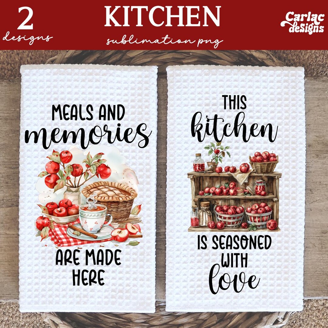 Apple Kitchen Towel Sublimation Bundle (PNG) - Etsy