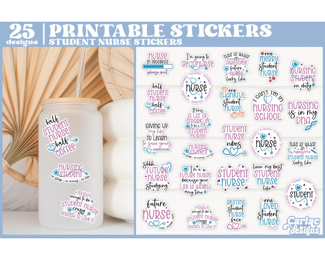 Student Nurse Printable Stickers, Funny Student Nurse Printable ...