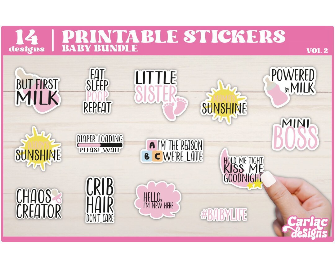 Cute Baby Stickers Bundle | Pink Baby Stickers | Baby Sayings Stickers ...