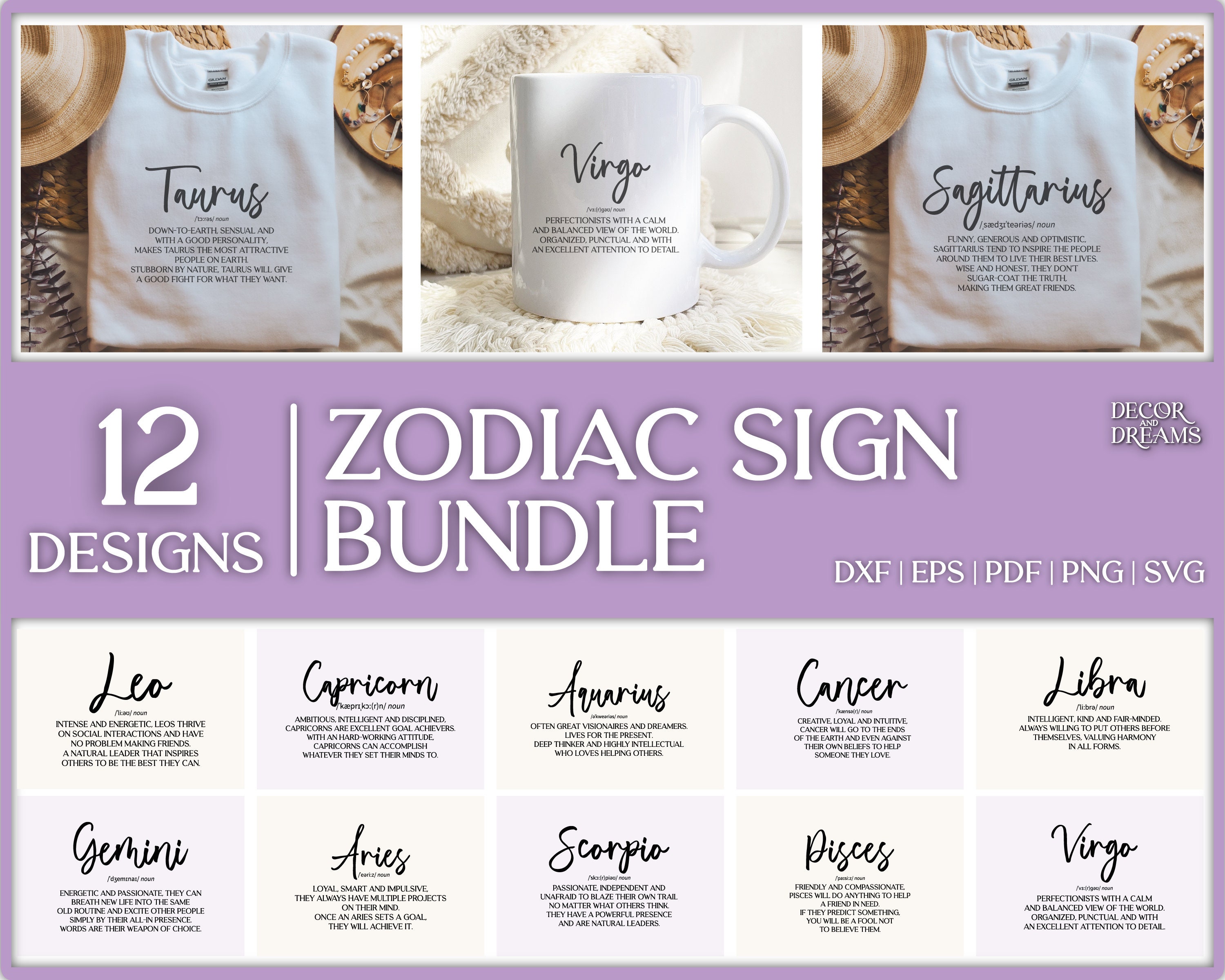 Zodiac Definition Svg Bundle Zodiac Sign Svg Bundle Star - Etsy Australia