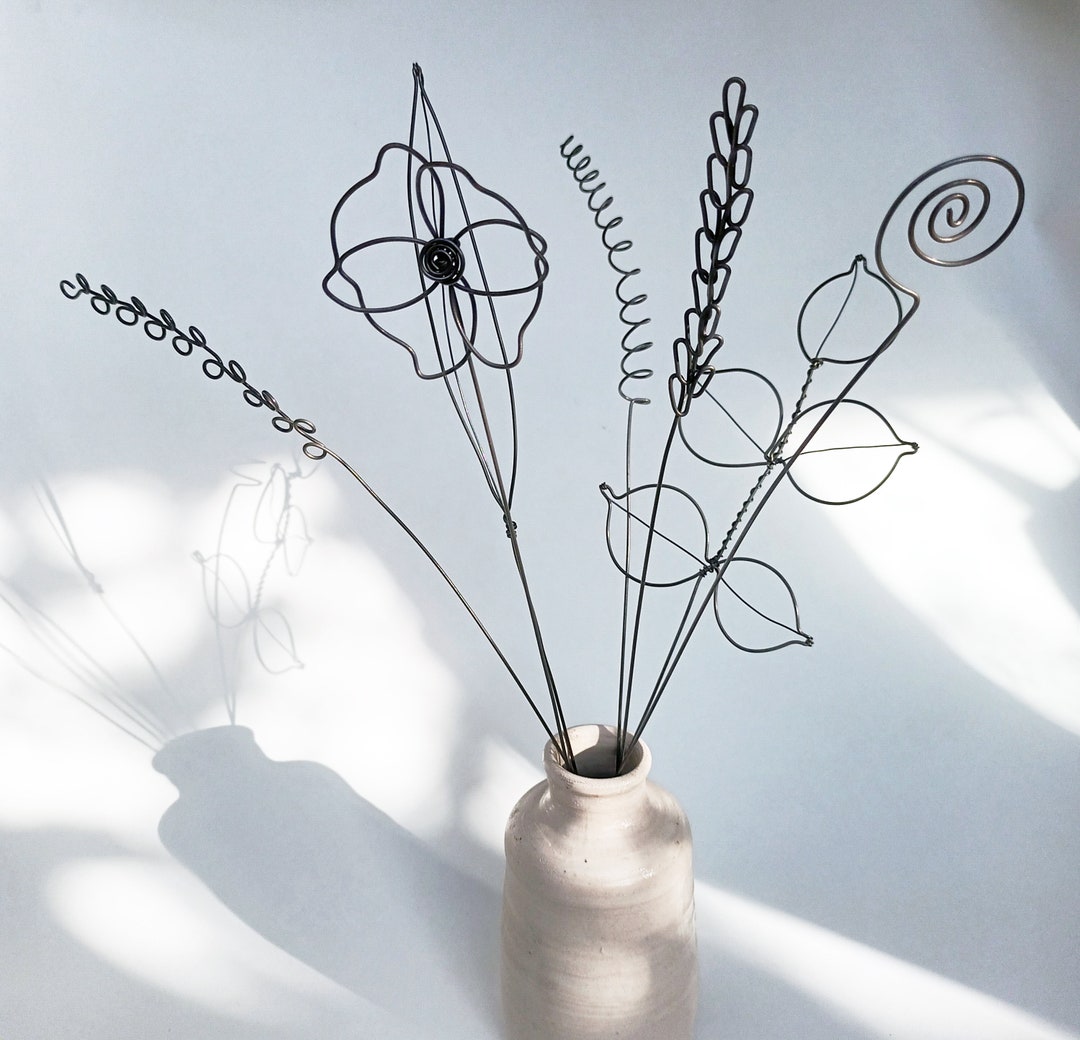 Beautiful Wire Flowers & Grasses, Custom Bouquet of Wire Flowers, Iron ...