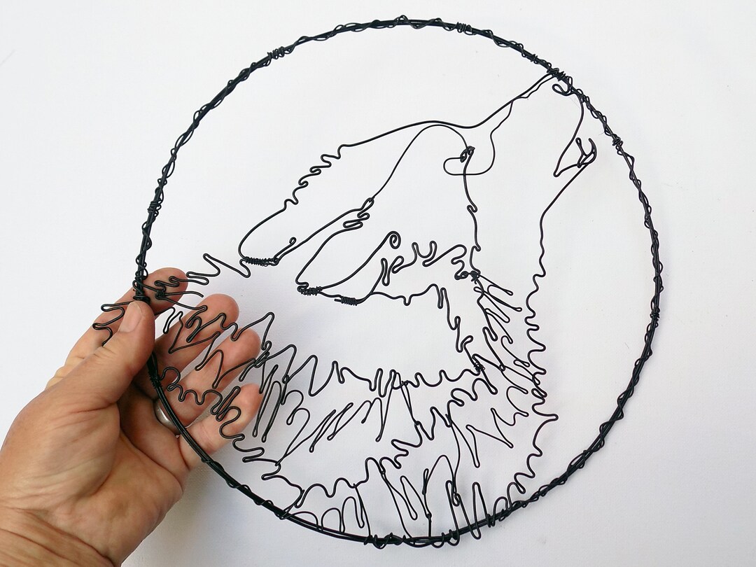 Howling Wolf Wire Wall Art Wolf Howling Wolf Iron Wire - Etsy