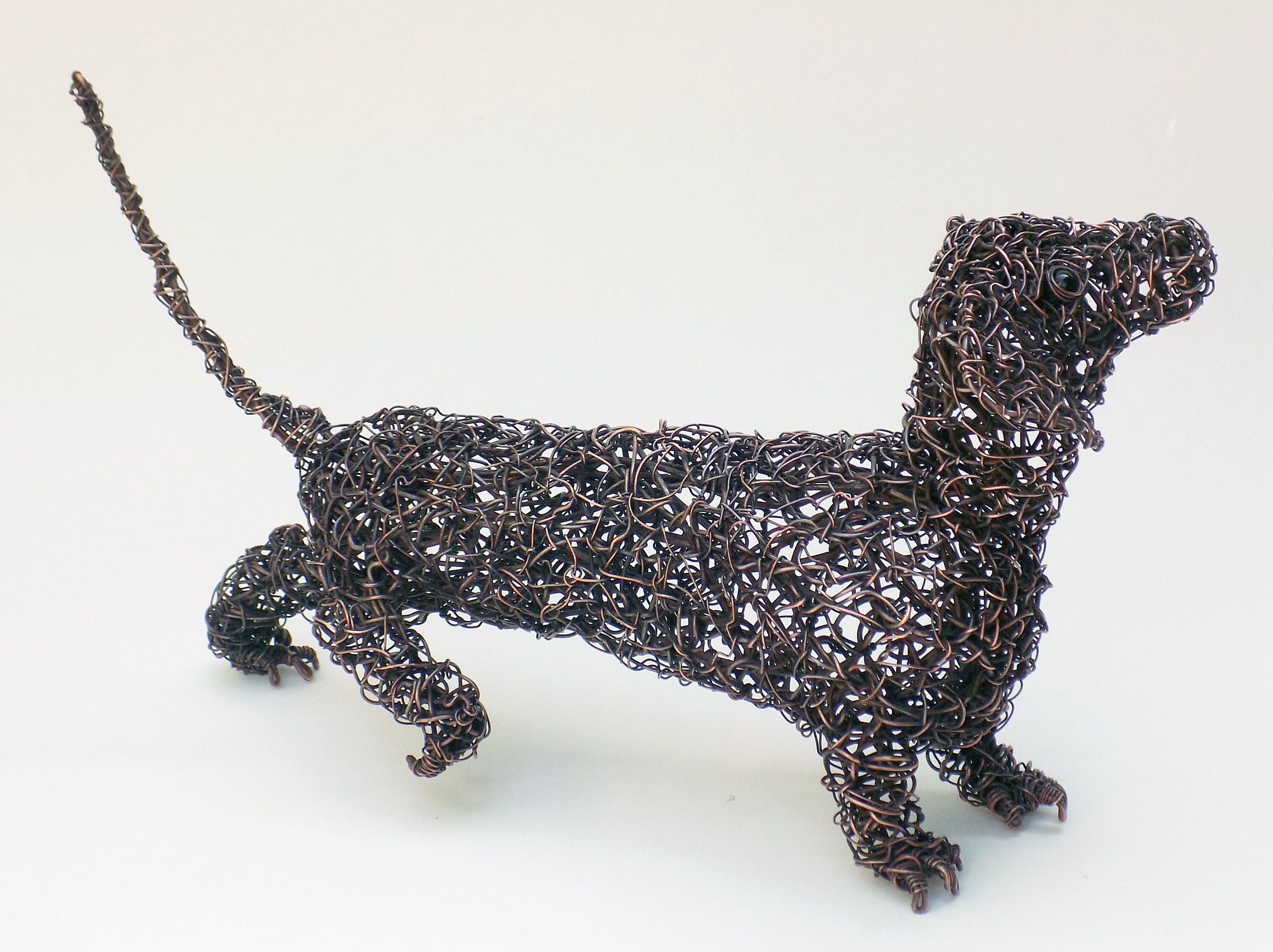Dog Sculpture, Wire Dachshund Sculpture, Mini Teckel Copper Sculpture ...