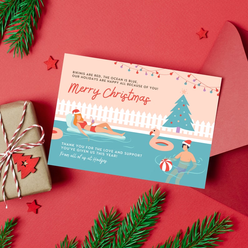 Summer Christmas Card Digital Download Printable Holiday Card ...