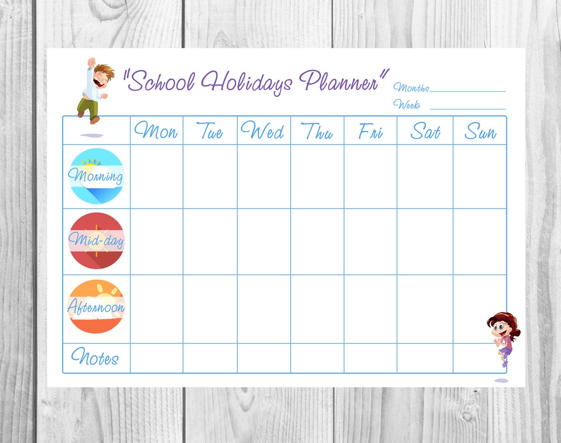 Kids Week Blank Planner Children Schedule Kids Chore Chart Printable ...