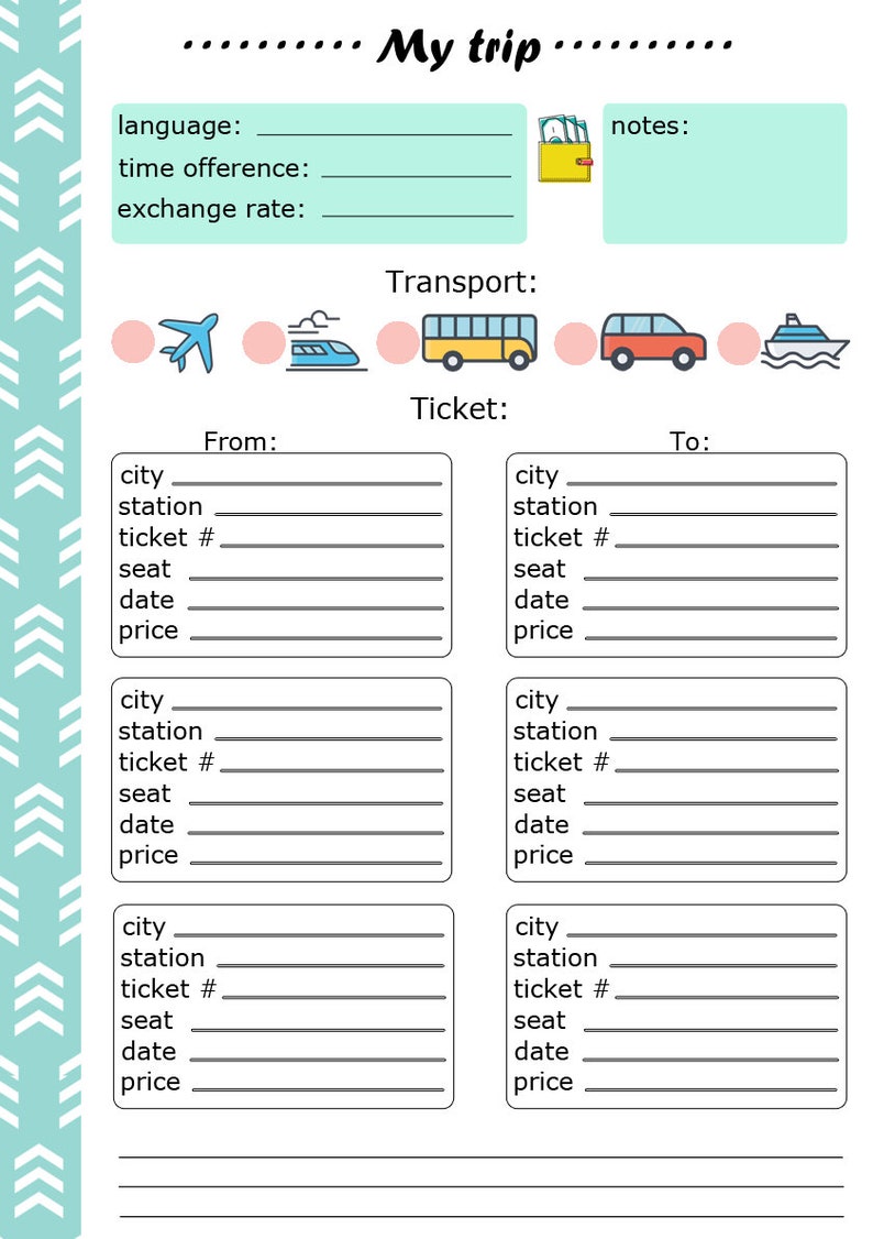 TRAVEL PLANNER Vacation Printable Trip Organizer Daily Itinerary ...