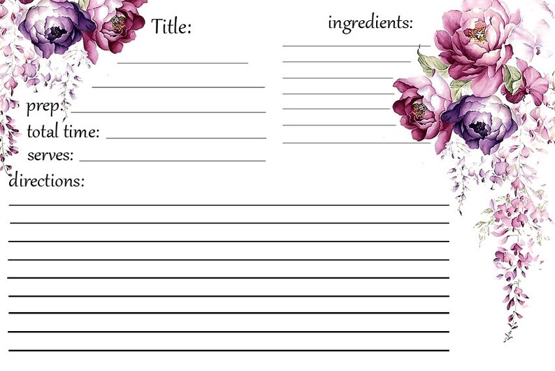 Kitchen Set Recipe Cards Template Illustrated Recipe Pion Kitchen ...