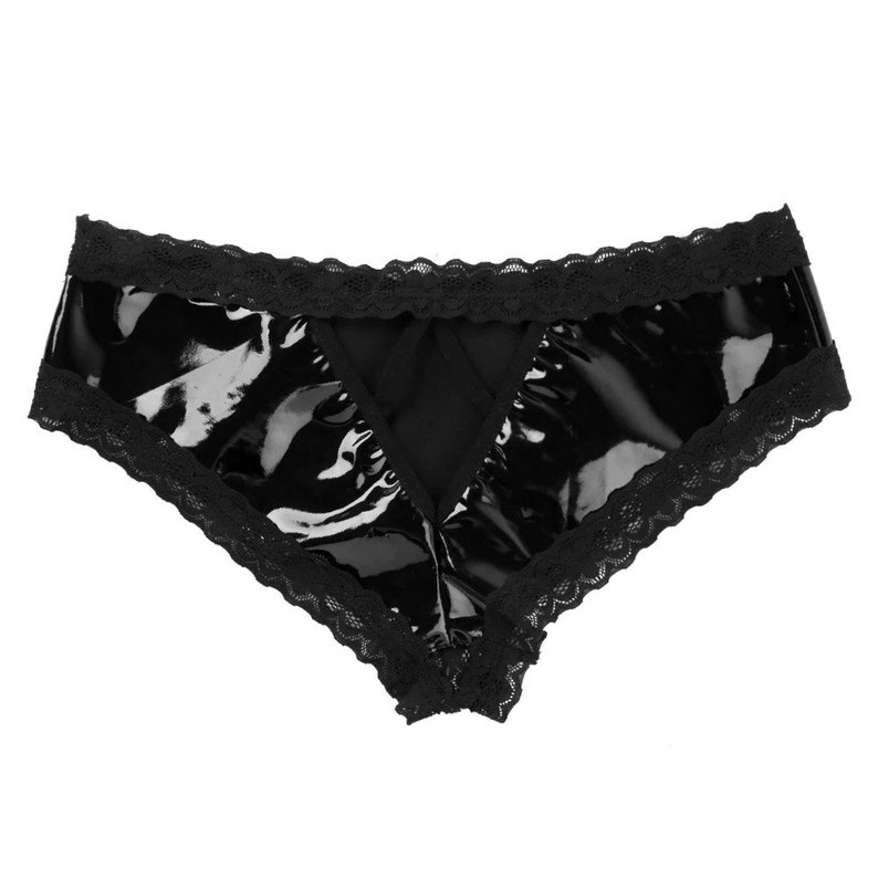 Sexy Panties For Women Lingerie Wet Look Patent Leather Lace Etsy