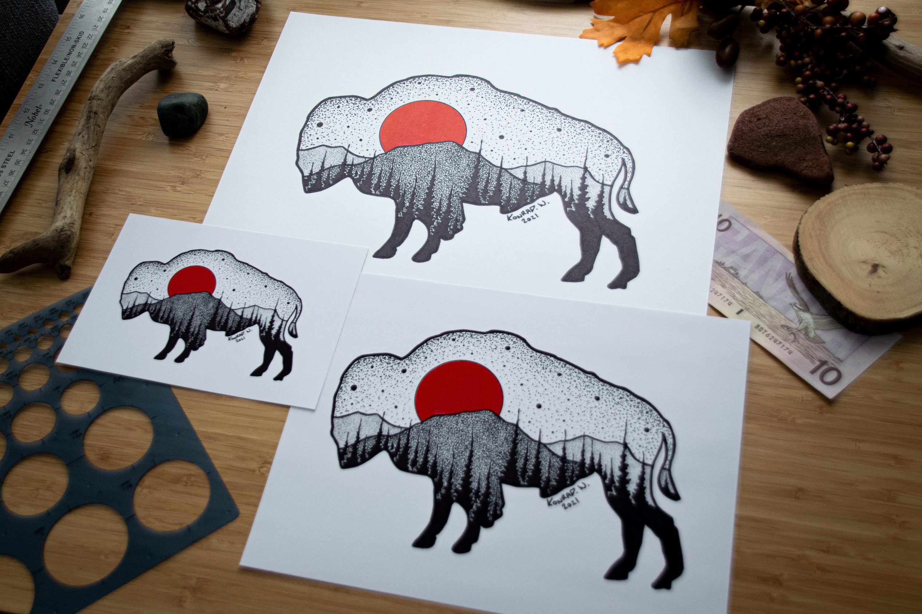 The Bison Pen and Ink PRINT | Etsy