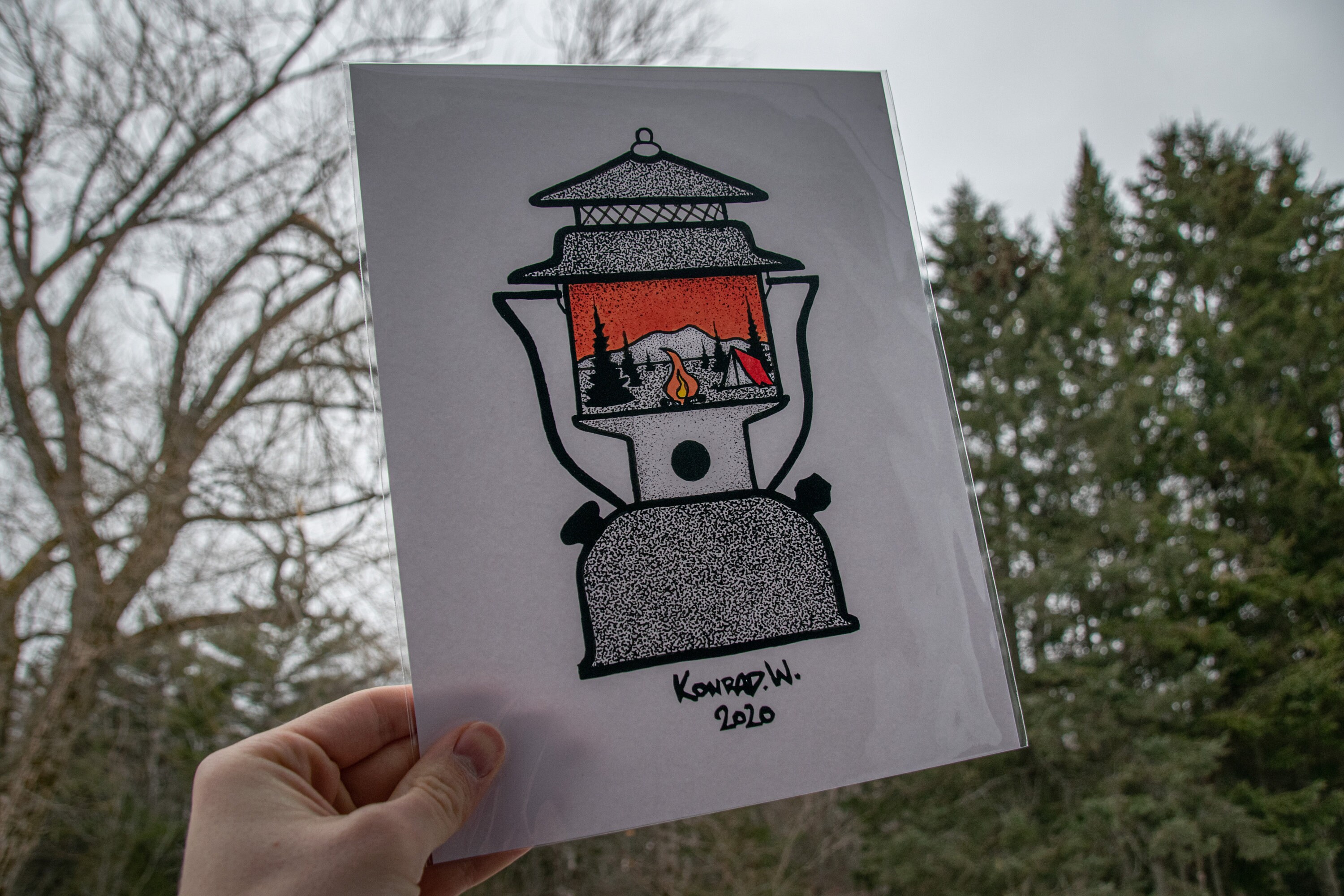 Camping Lantern - Pen and Ink PRINT - Etsy Canada