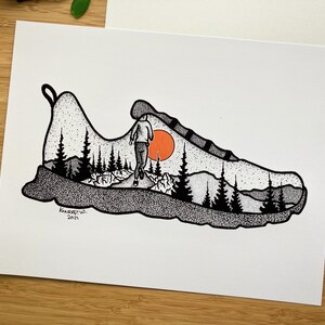 Hardloopschoen: pen en inkt PRINT - Etsy Nederland