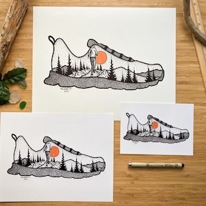 Hardloopschoen: pen en inkt PRINT - Etsy Nederland