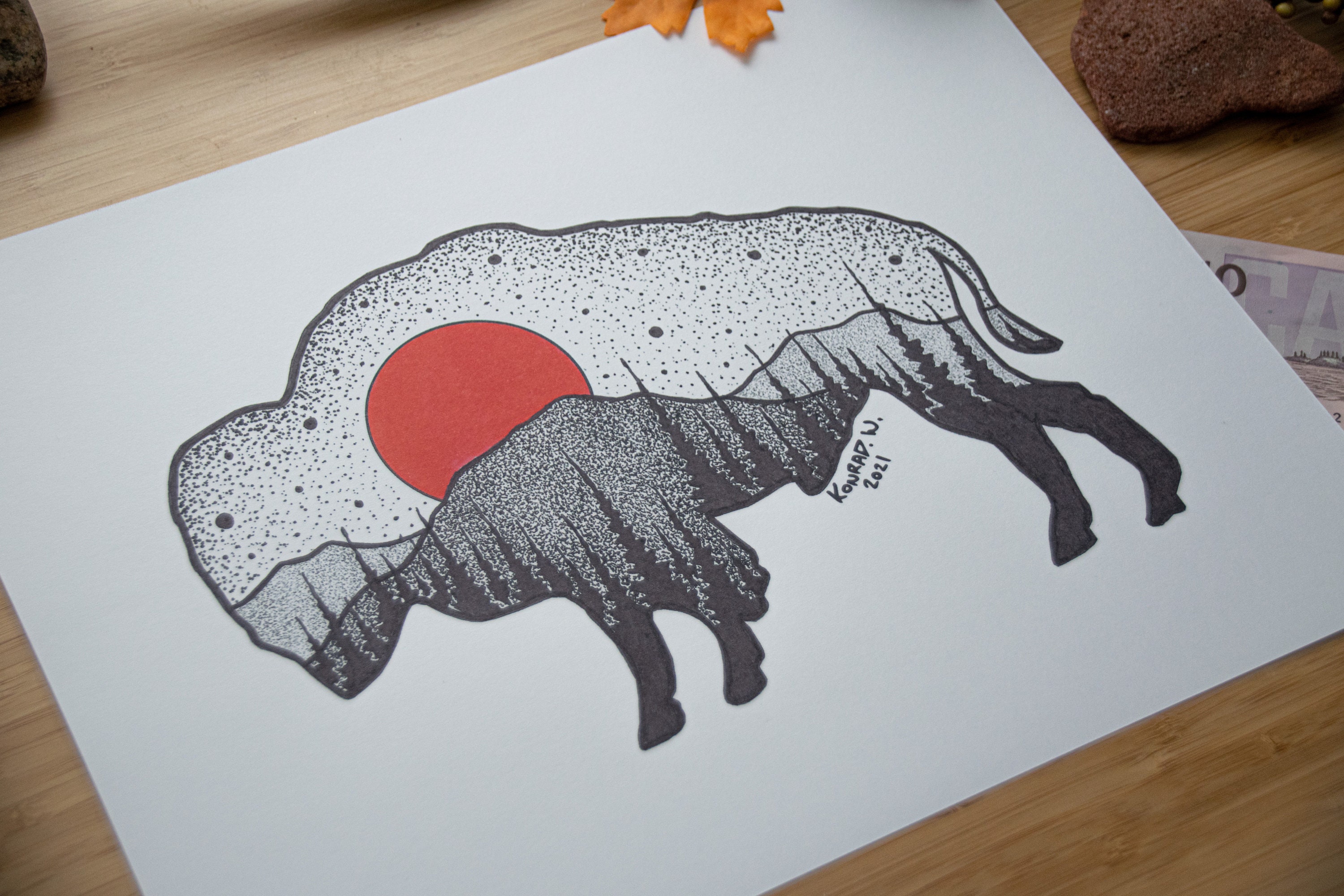 The Bison Pen and Ink PRINT | Etsy