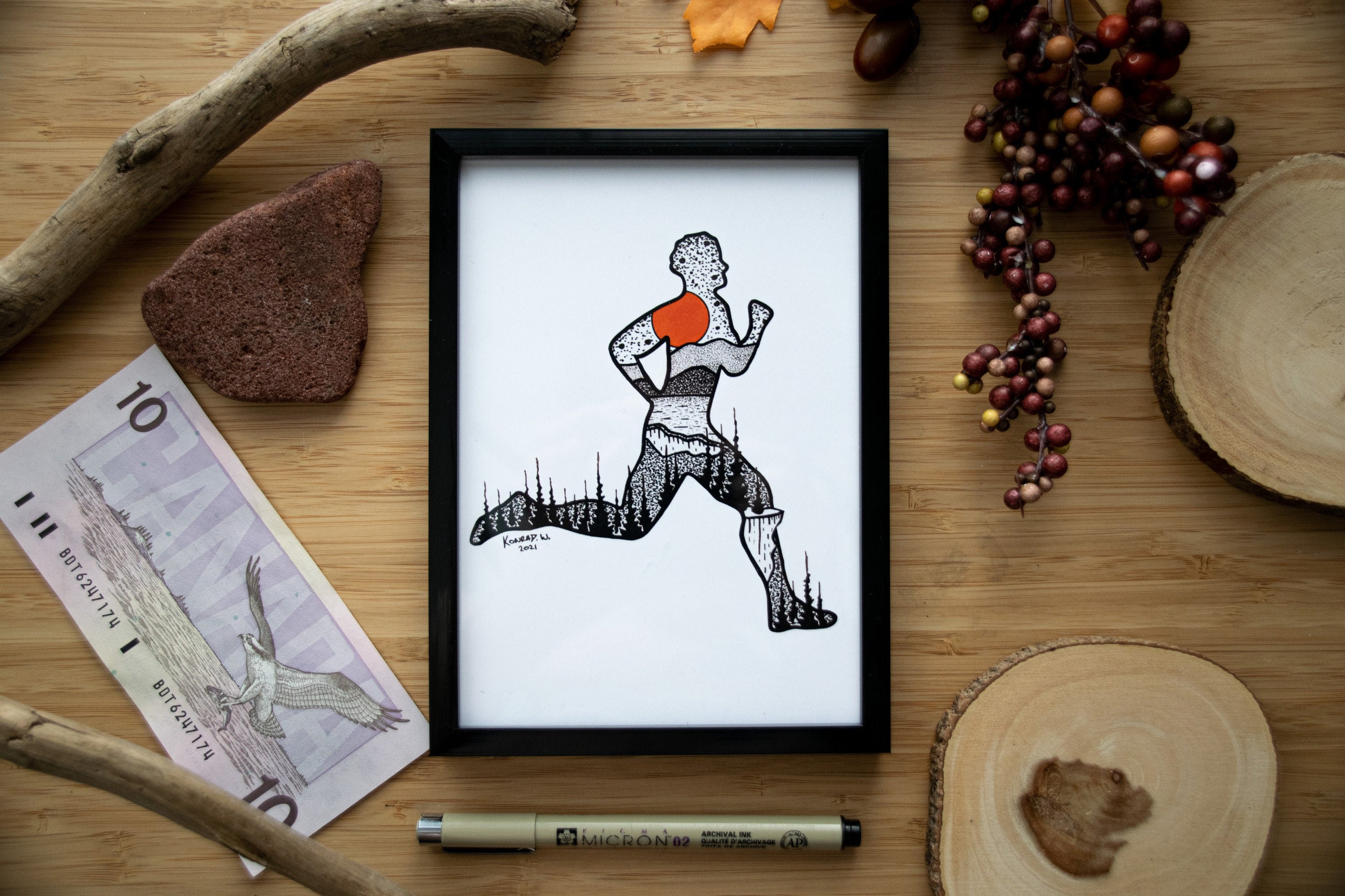 Runner Pen and Ink PRINT | Etsy