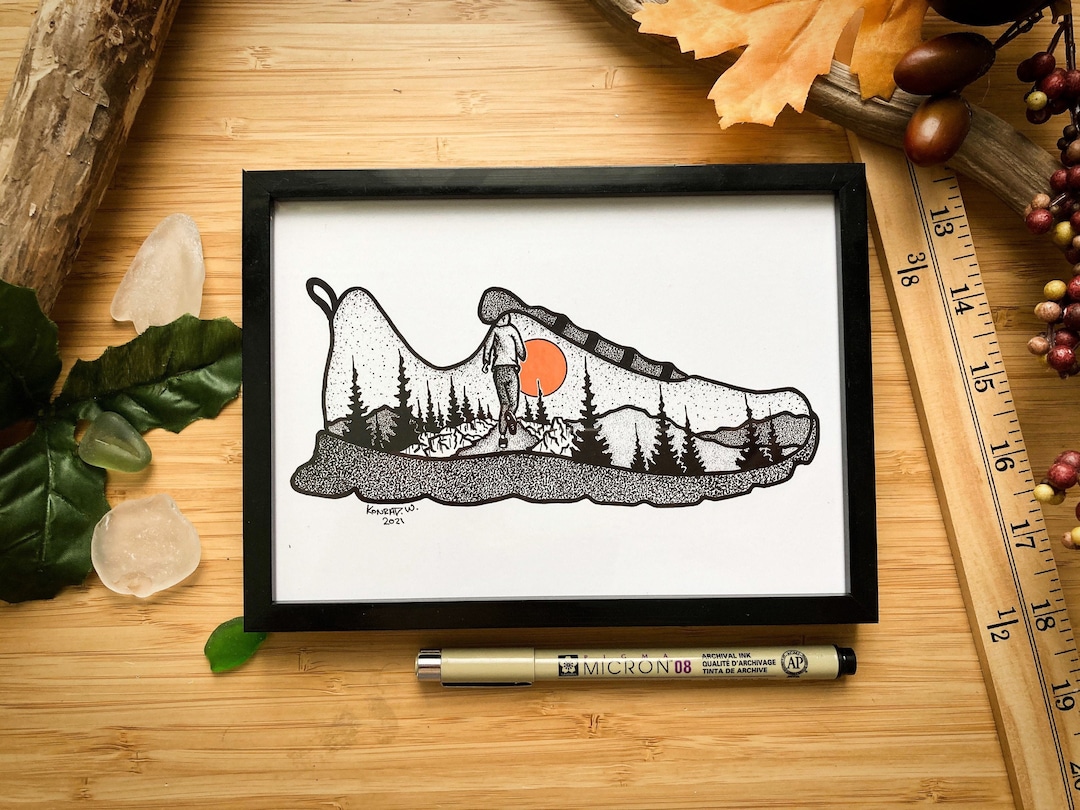 Hardloopschoen: pen en inkt PRINT - Etsy Nederland