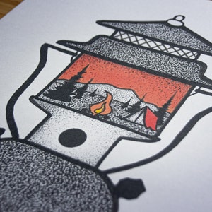 Camping Lantern - Pen and Ink PRINT - Etsy Canada