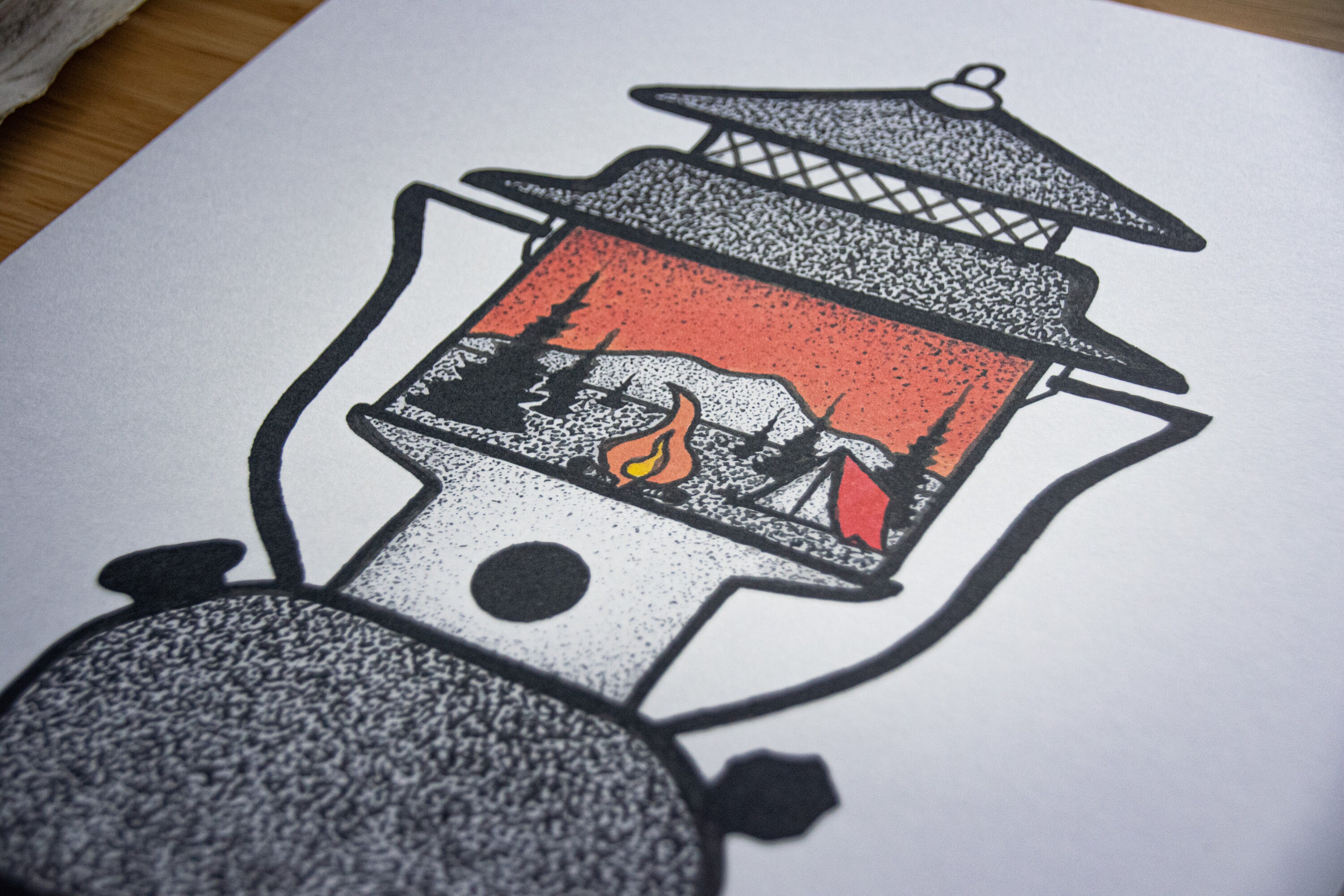 Camping Lantern - Pen and Ink PRINT - Etsy Canada