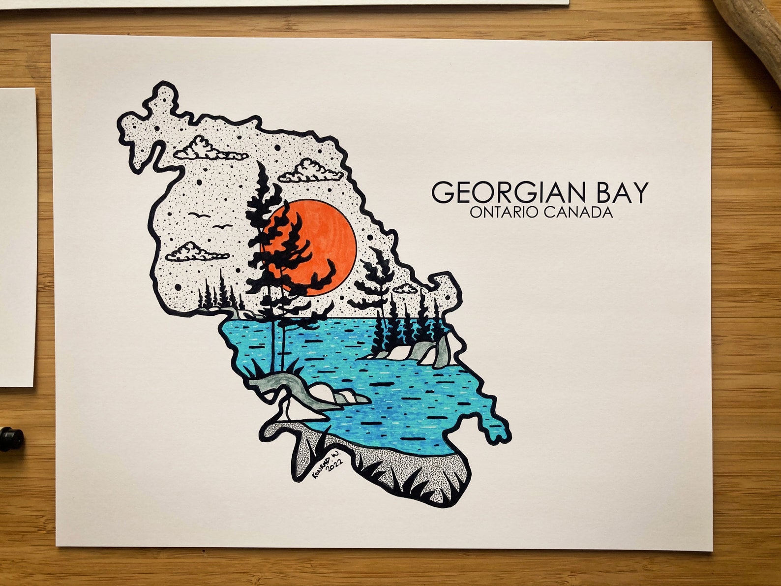 Georgian Bay - Pen and Ink PRINT - Etsy