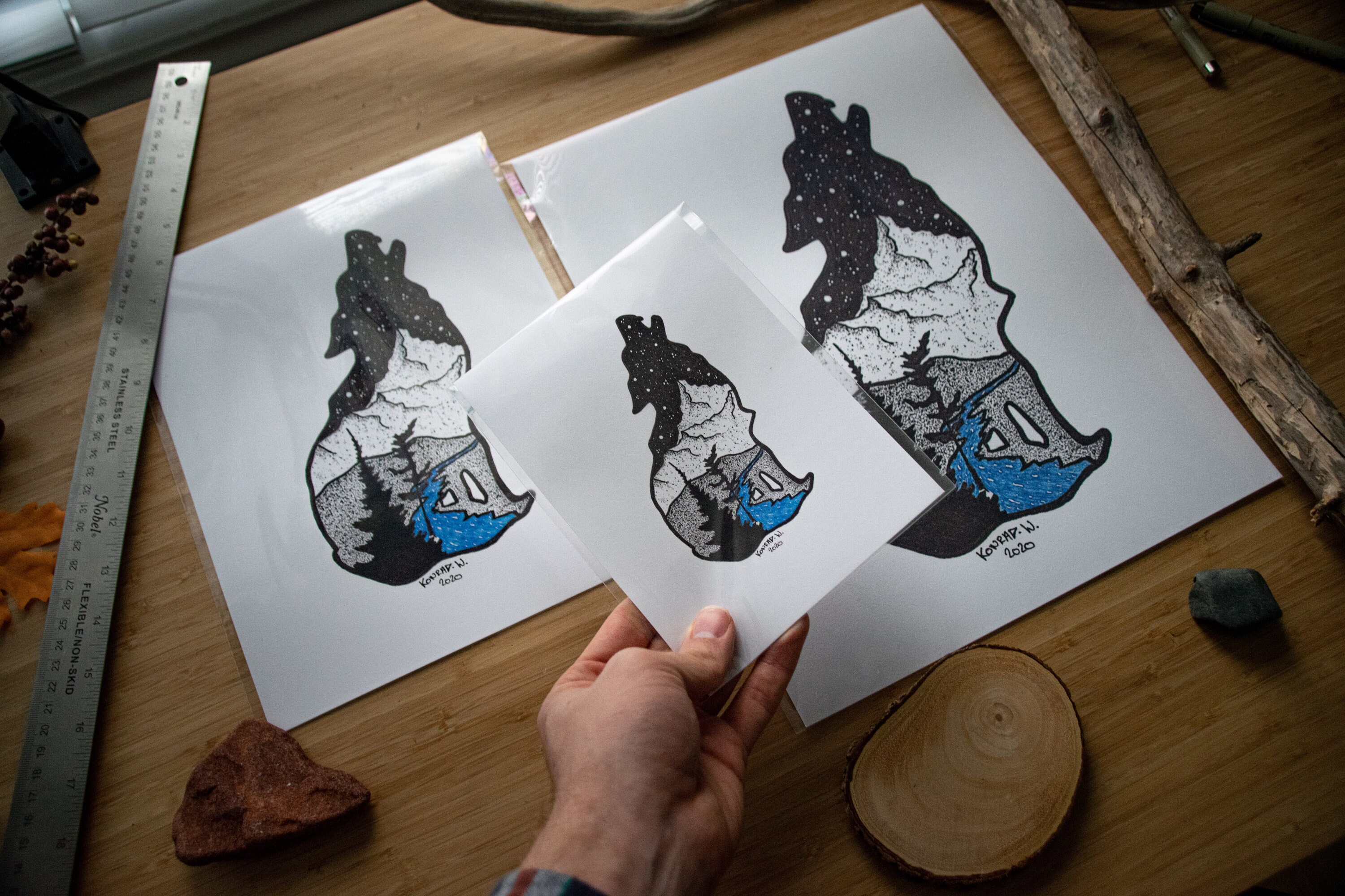 The Wolf - Pen and Ink PRINT - Etsy