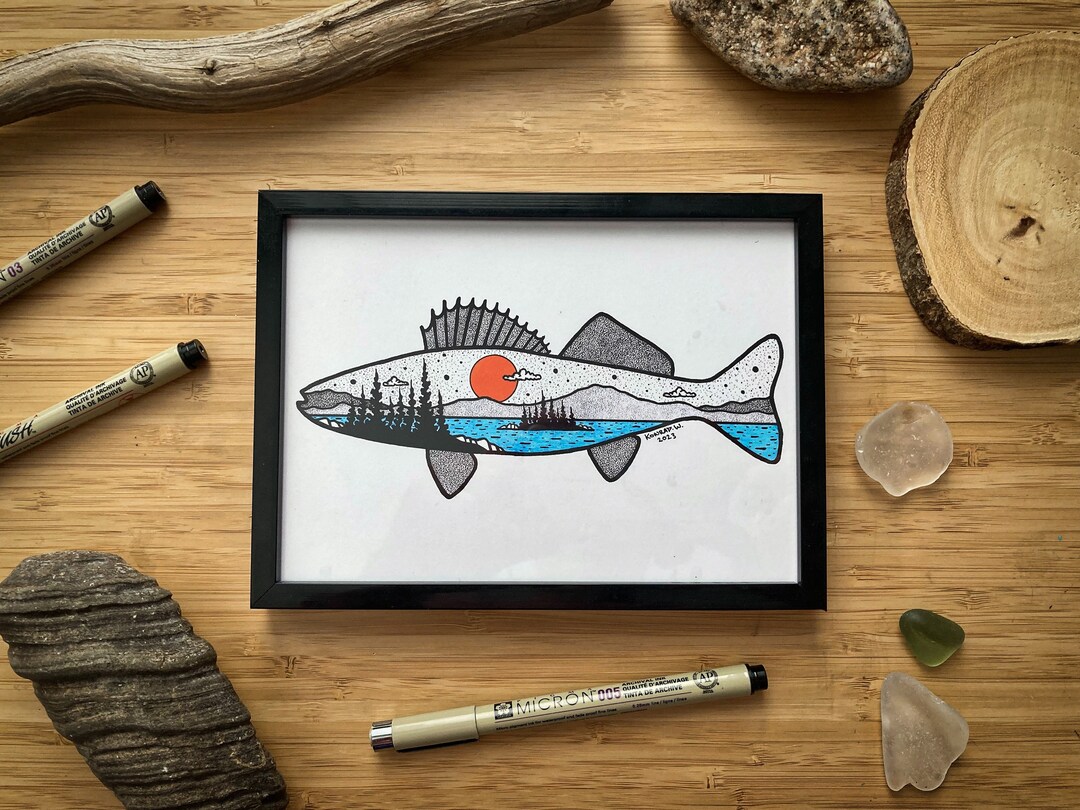 Walleye Fish - Pen and Ink PRINT - Etsy