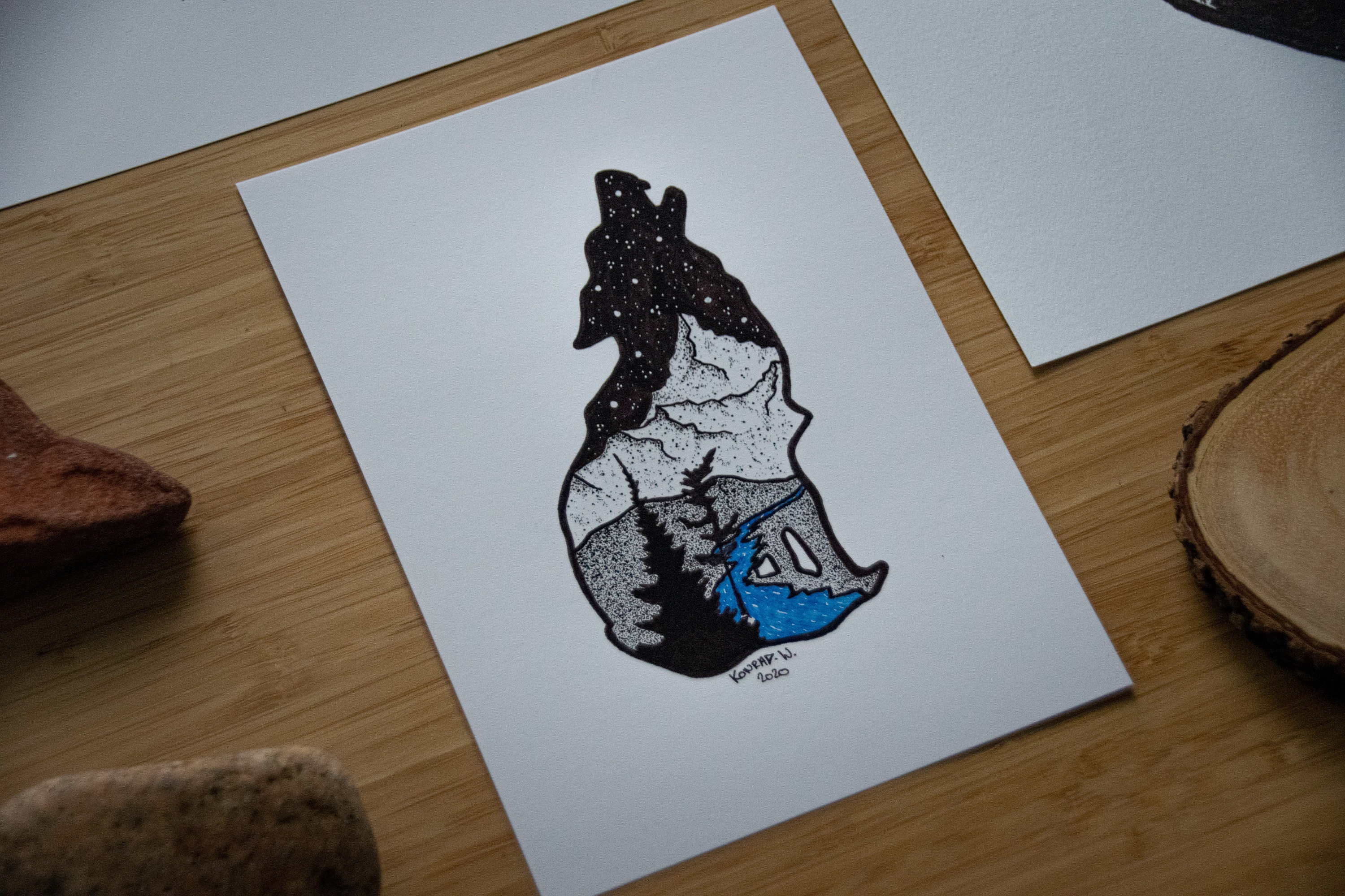 The Wolf - Pen and Ink PRINT - Etsy