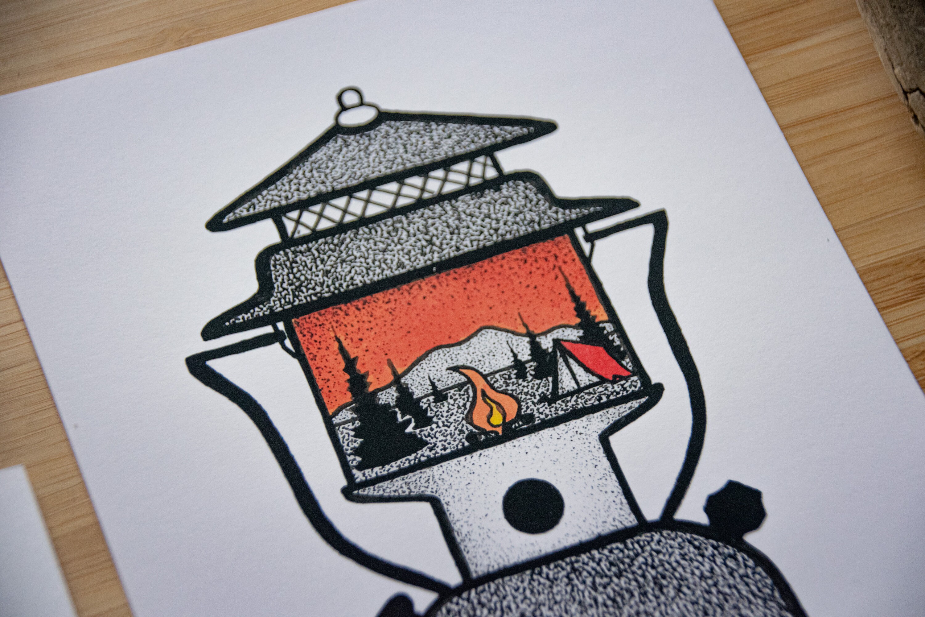 Camping Lantern - Pen and Ink PRINT - Etsy Canada