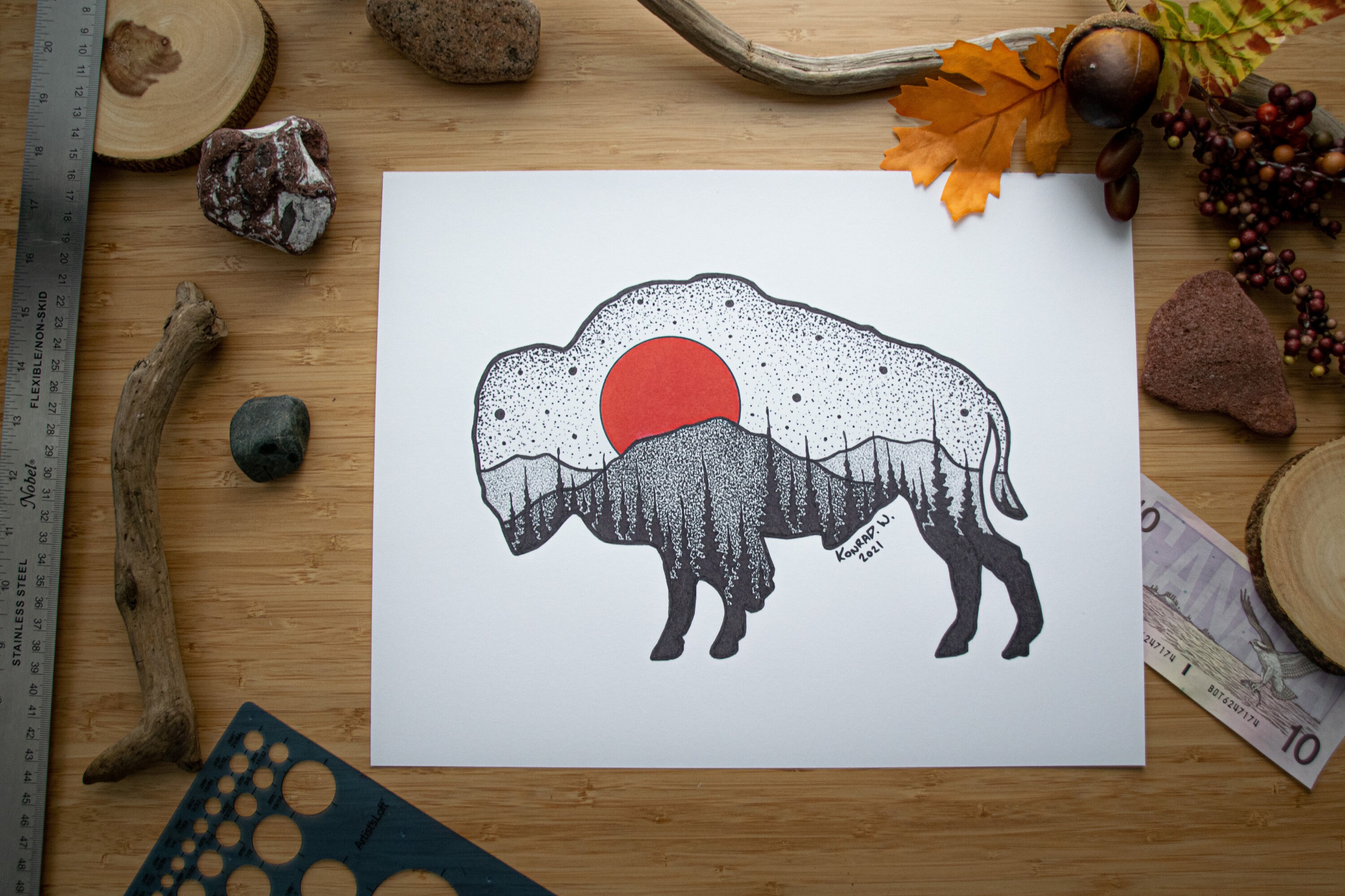 The Bison Pen and Ink PRINT | Etsy