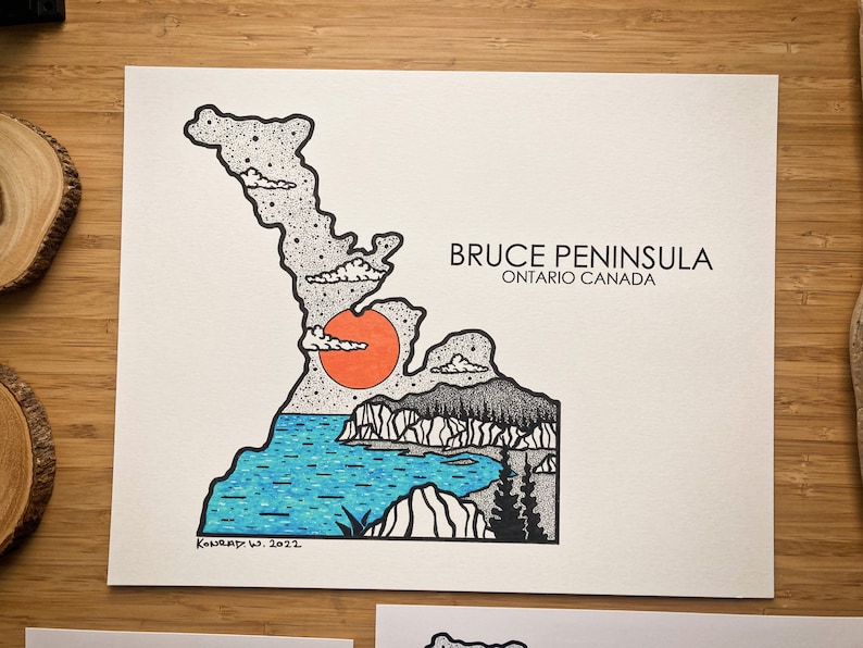 Bruce Peninsula - Pen and Ink PRINT - Etsy
