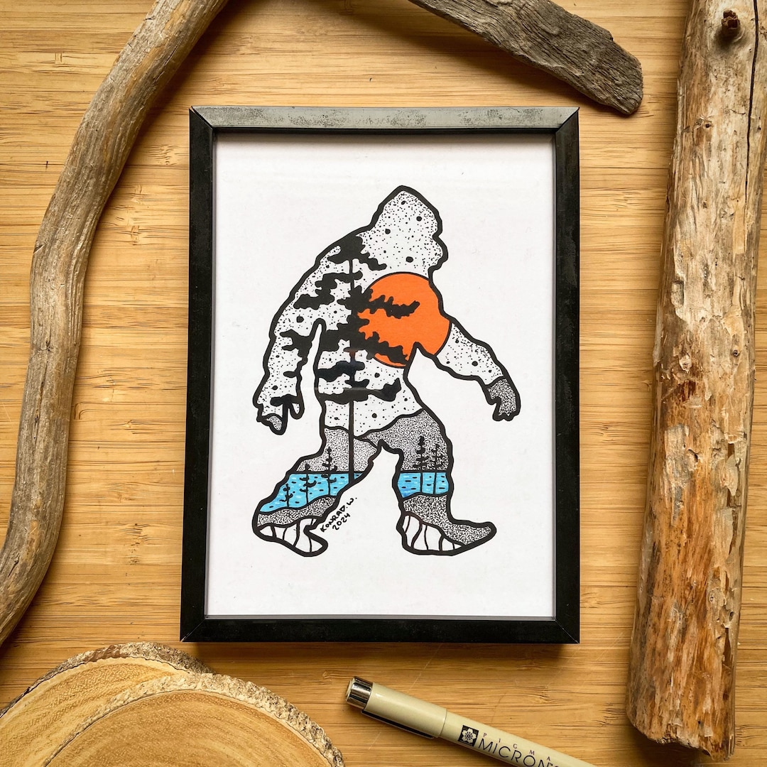 Sasquatch - Pen and Ink PRINT - Etsy
