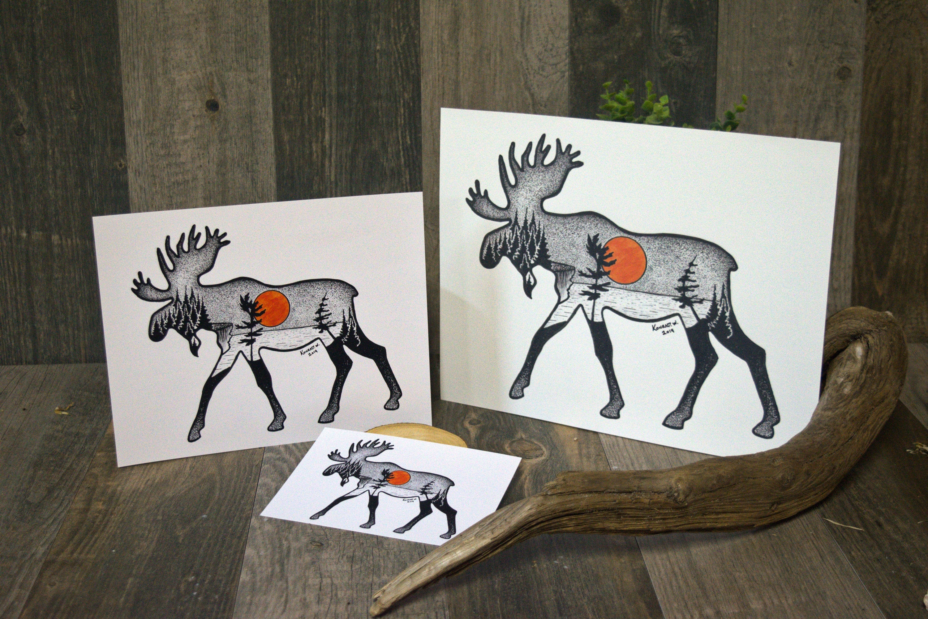 Moose Silhouette Pen and Ink PRINT | Etsy