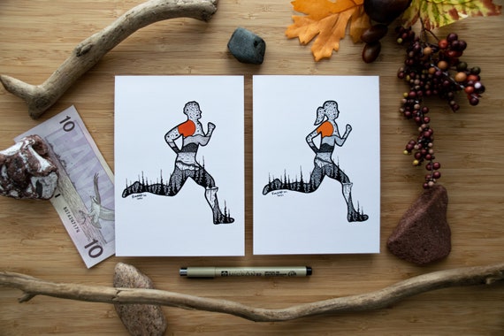 Running Couple Pen and Ink PRINTS | Etsy