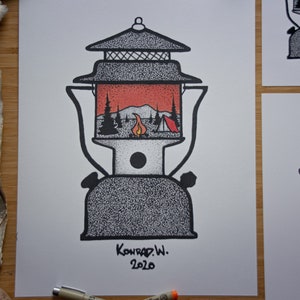 Camping Lantern - Pen and Ink PRINT - Etsy Canada