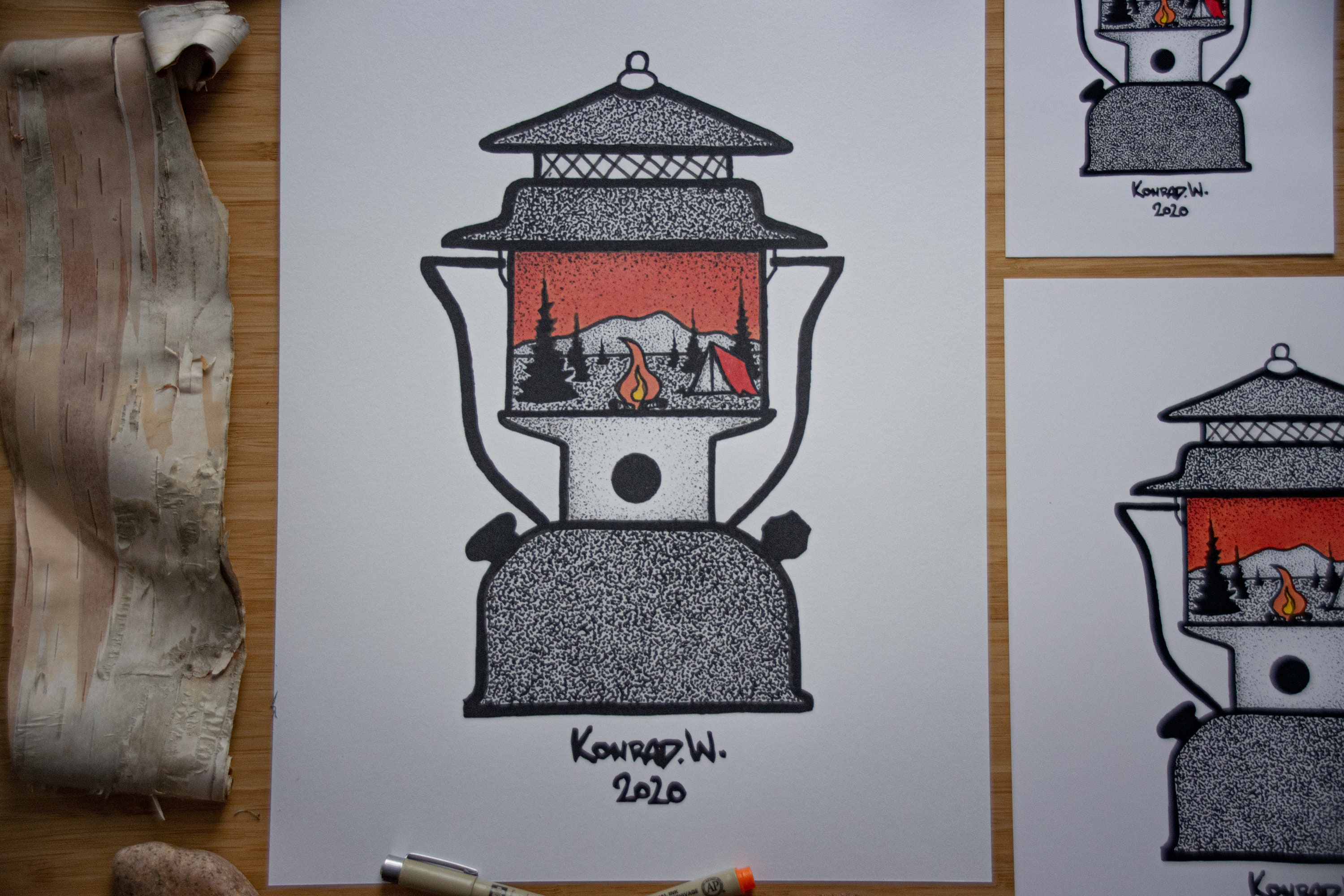 Camping Lantern - Pen and Ink PRINT - Etsy Canada