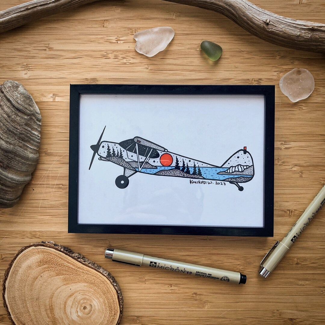 Piper Bushplane - Pen and Ink PRINT - Etsy