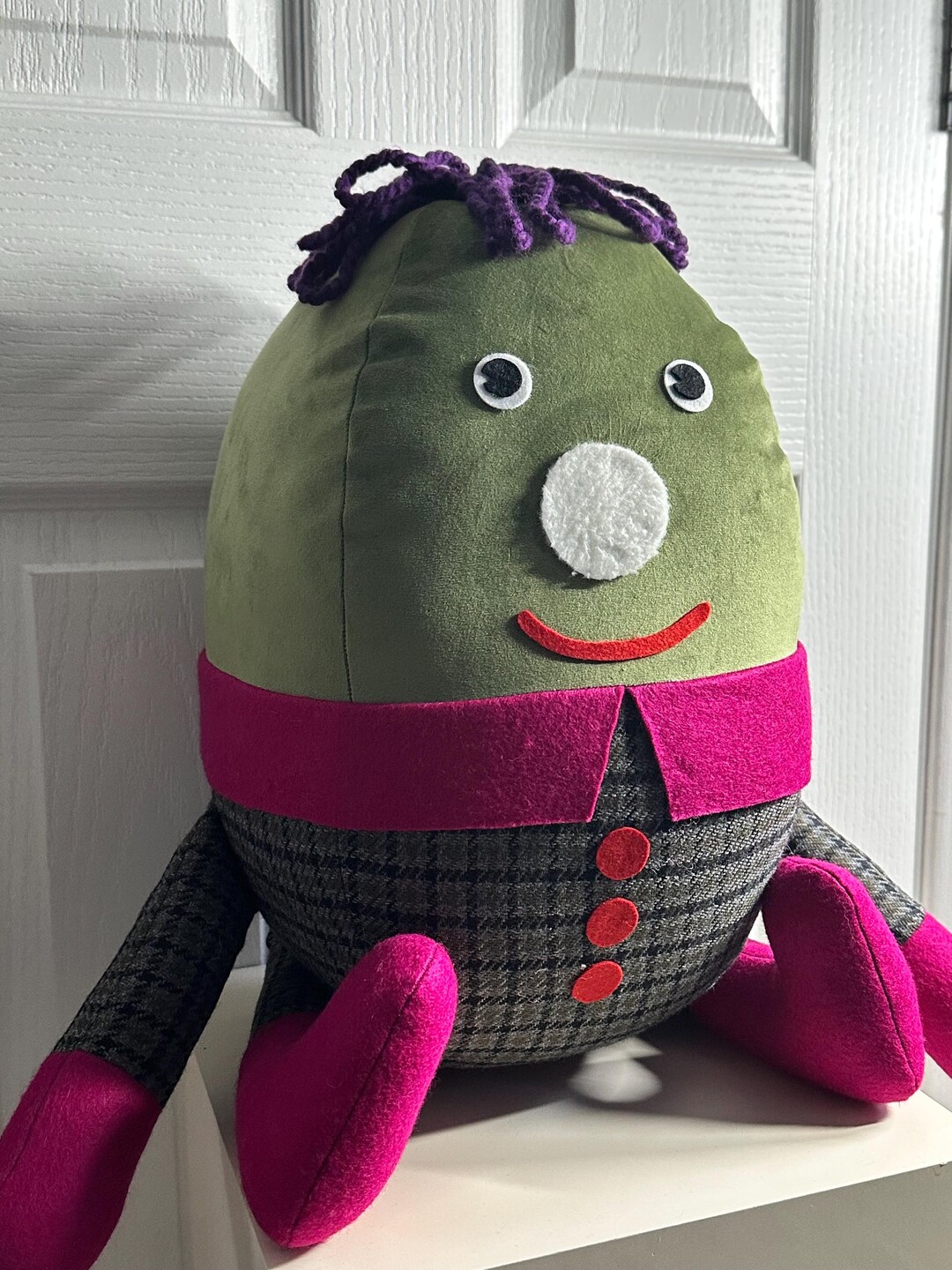 Humpty Dumpty Green With New Charcoal/ Khaki Wool Houndstooth Fabric ...