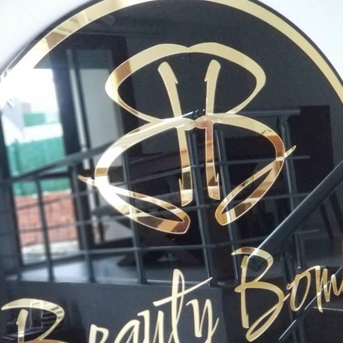 Custom Round Business Logo Sign, Black Laser Cut Signage for Office, 3D ...