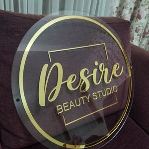 CUSTOM BUSINESS LOGO Round Mirror Sign Made of Acrylic in Multiple ...