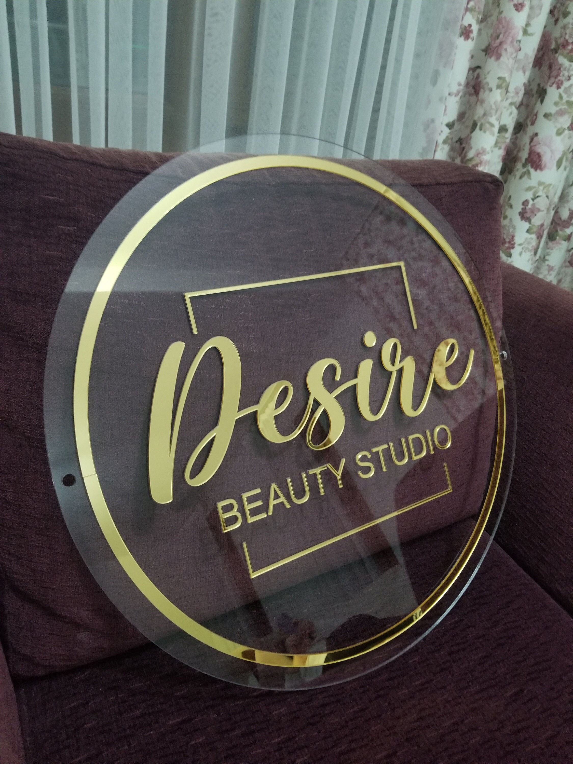 CUSTOM BUSINESS LOGO Round Mirror Sign Made of Acrylic in Multiple ...