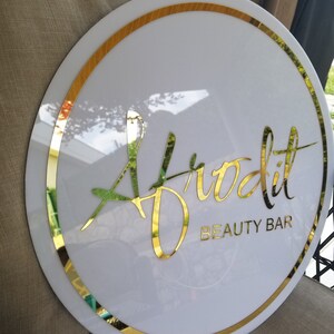 CUSTOM BUSINESS LOGO Round Mirror Sign Made of Acrylic in Multiple ...