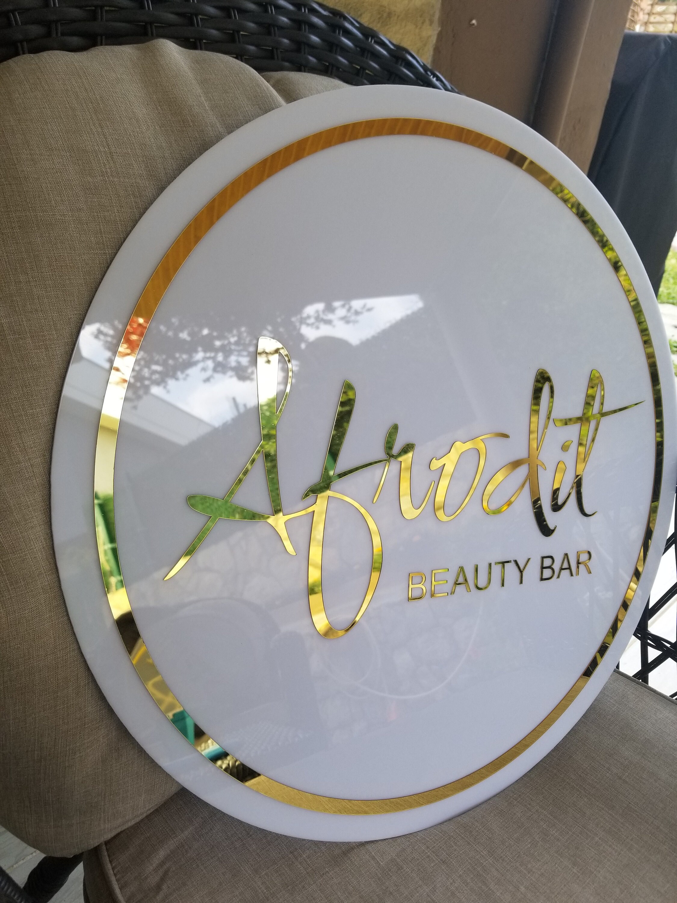 Personalized Business Logo Signage, Round Hanging Acrylic Sign Board ...