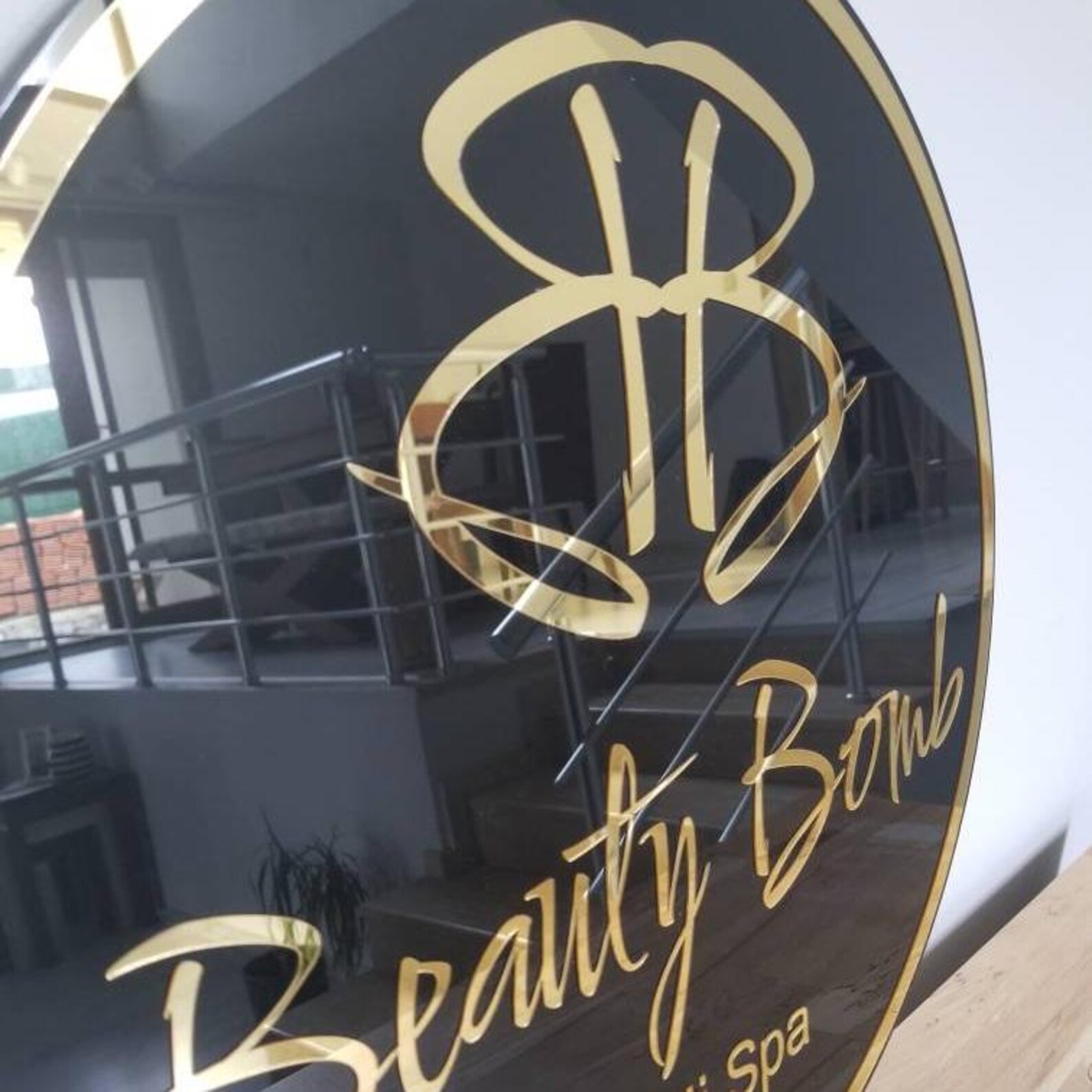 Custom Round Business Logo Sign, Black Laser Cut Signage for Office, 3D ...