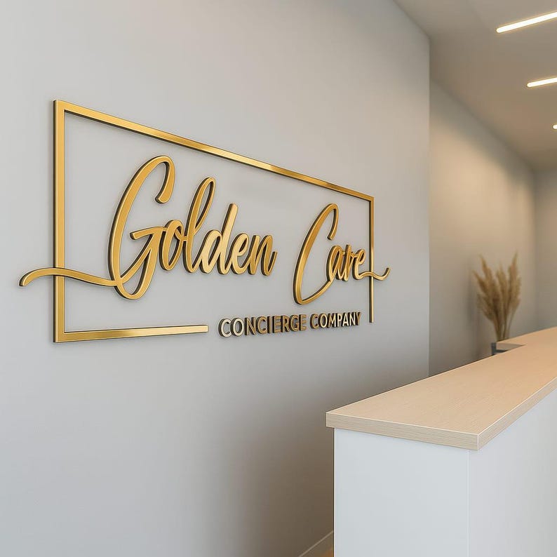 Custom Acrylic Logo Sign: Laser Cut 3D Mirrored Business Logo for ...