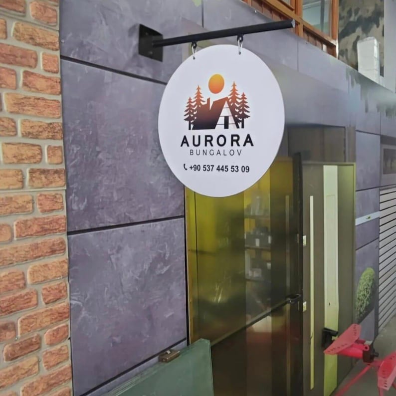 Custom Round Blade Sign, Storefront Outdoor Hanging Sign, Business Logo ...